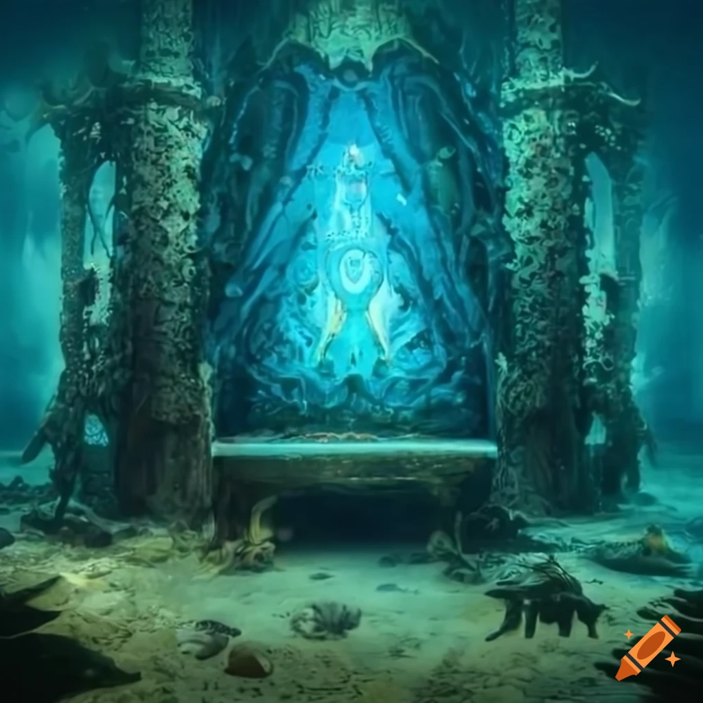 Throne bedroom in an underwater kingdom on Craiyon