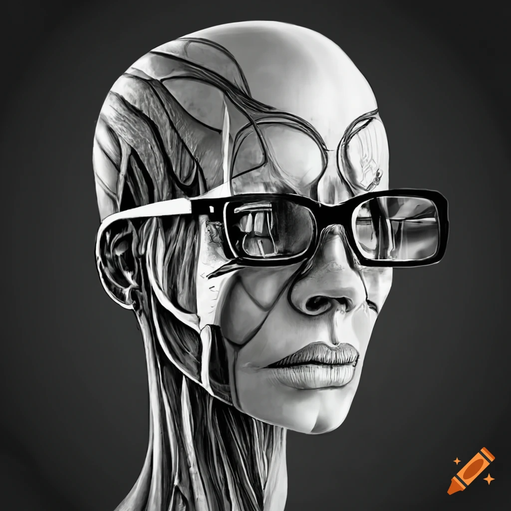 Human vision system anatomy diagram with attached glasses on Craiyon