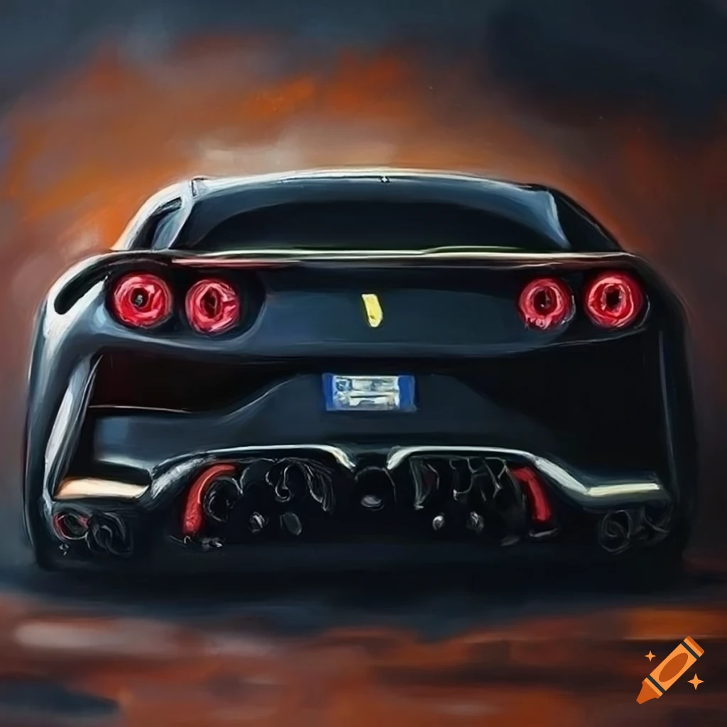 Black ferrari 812 in an oil painting on Craiyon