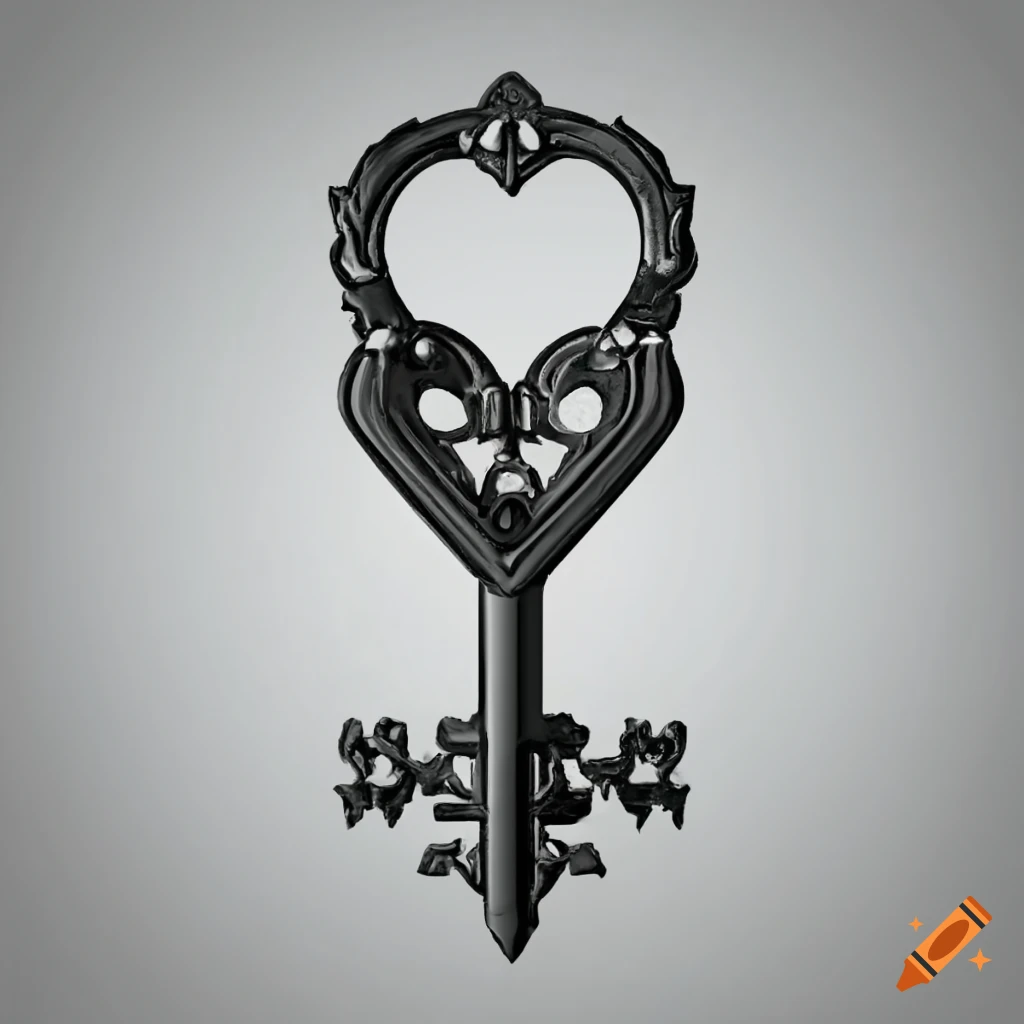 Black heart gothic key on a white background on Craiyon