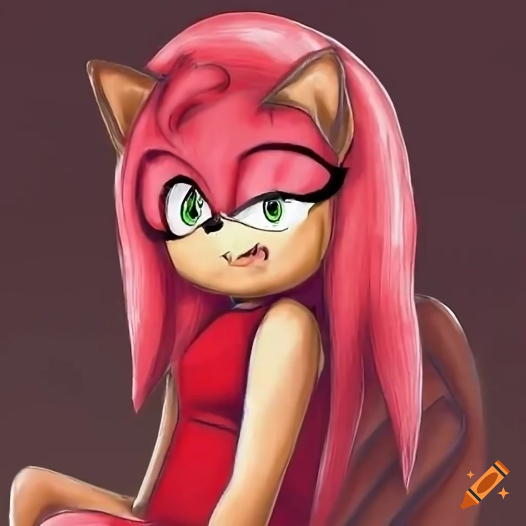 Amy Rose relaxing on a couch in a sleeveless shirt on Craiyon