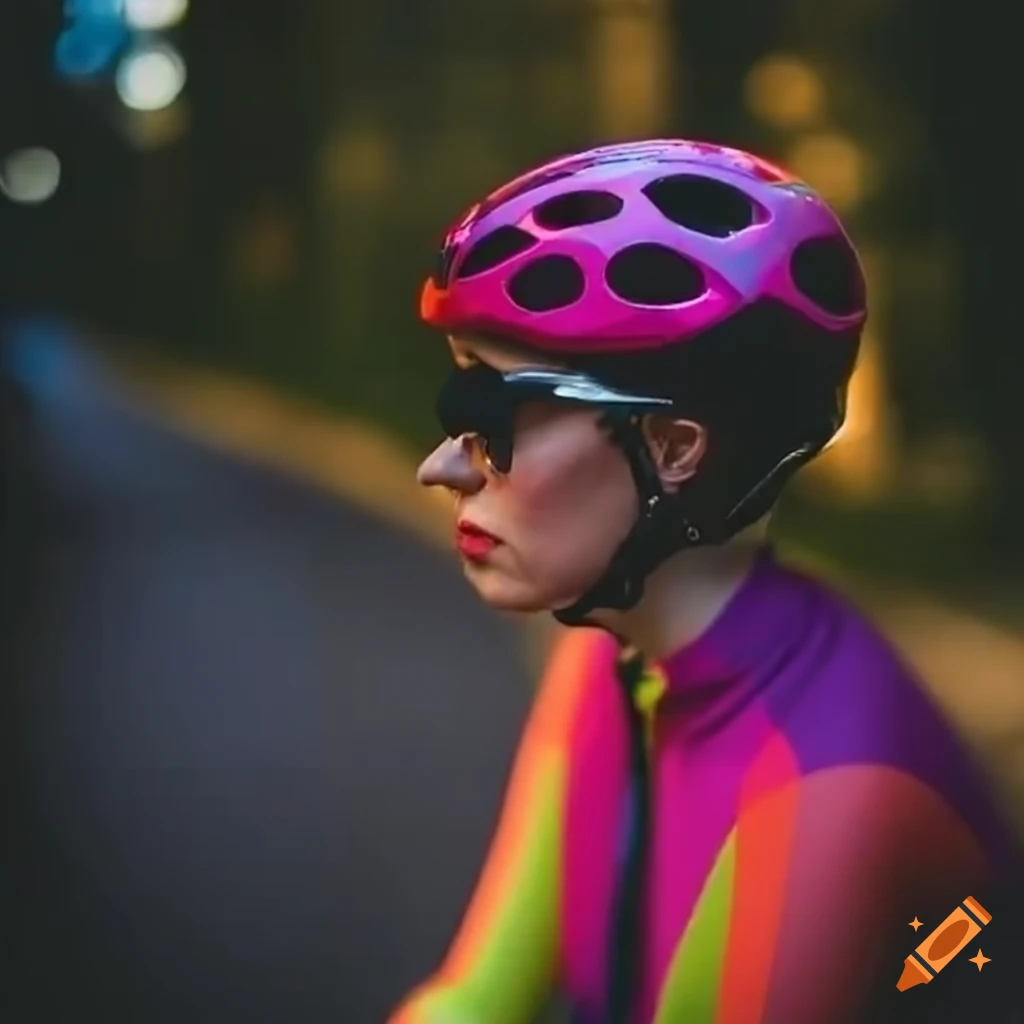 Person in colorful cycling outfit riding a bicycle on Craiyon