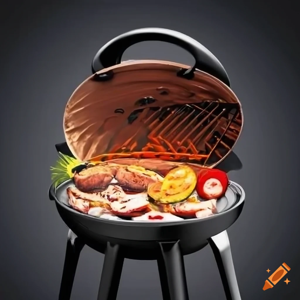 Barbeque grill with food on Craiyon