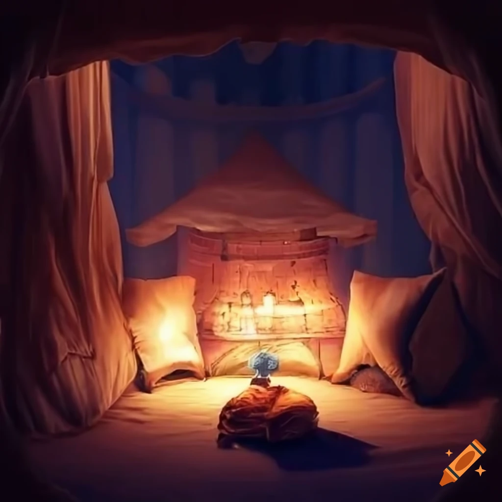 Pillow fort indoors in a realistic setting on Craiyon