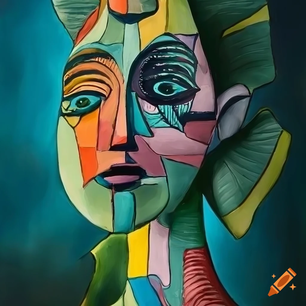 Intriguing monstera plant painted in picasso's vibrant cubist style on ...