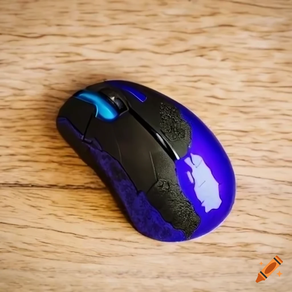 Unique computer mouse made of meteorite and color ceramic smalt on Craiyon