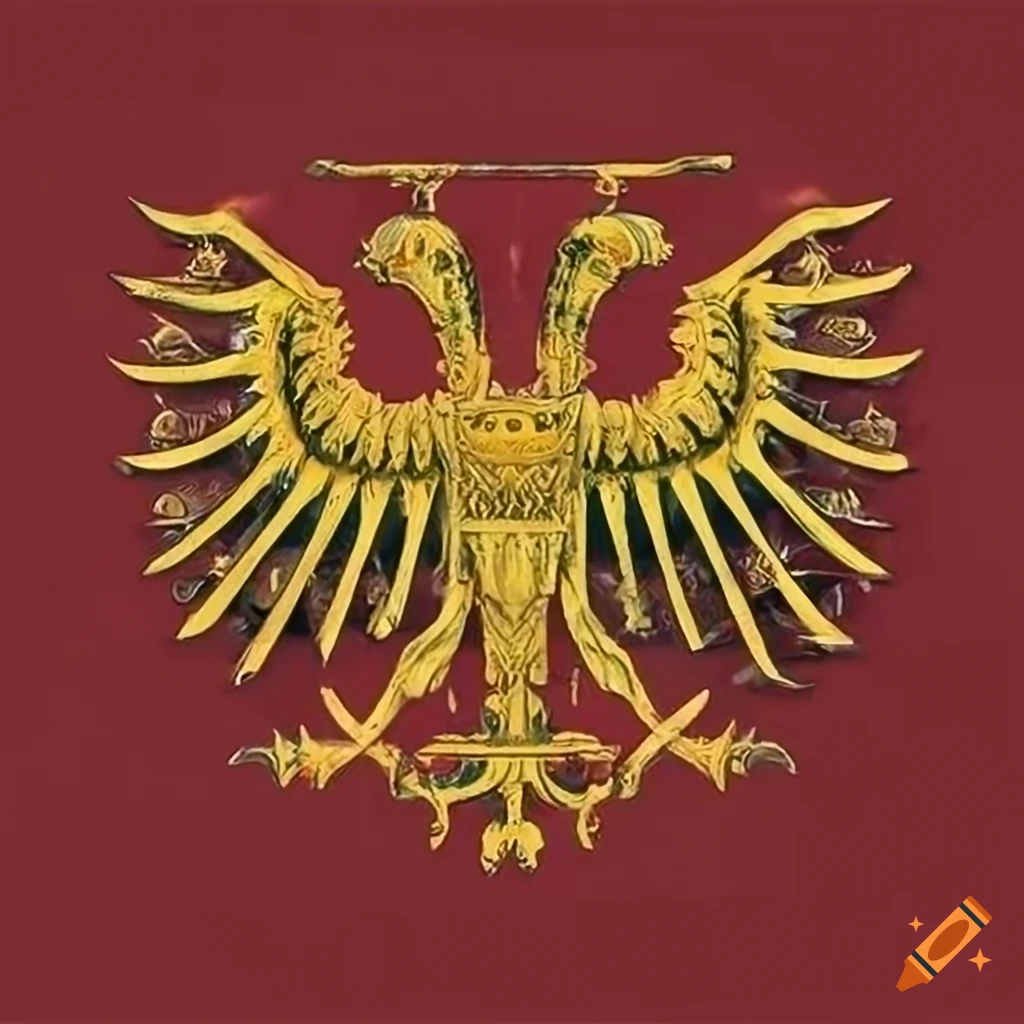 Intricately designed flag evoking ancient roman imperial standards on ...