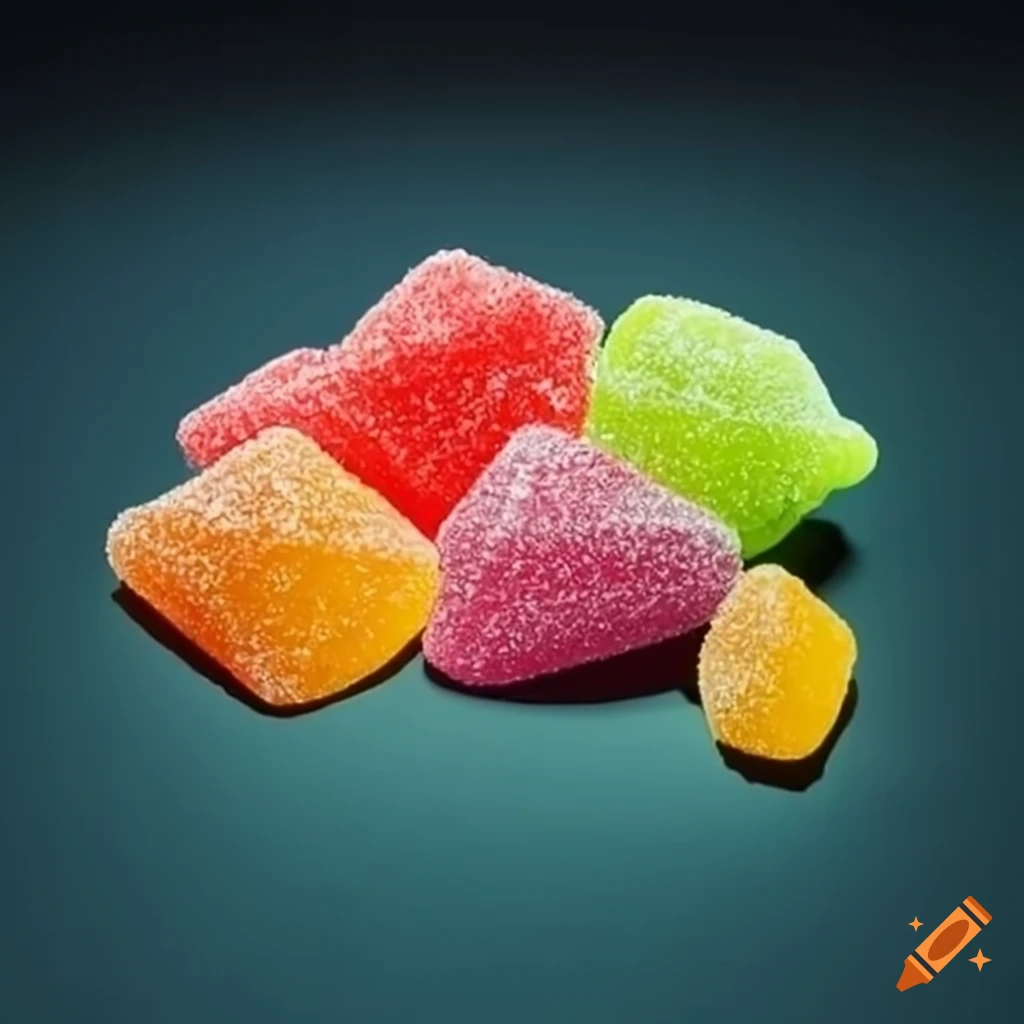 Diamond-shaped gummies with sugar coating on Craiyon