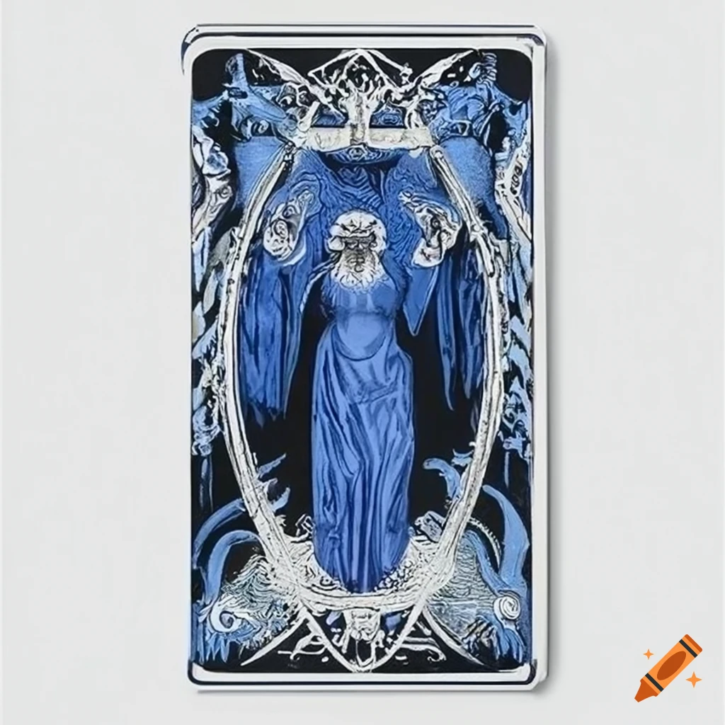 Judgement tarot card in blue, white, and silver colors on Craiyon