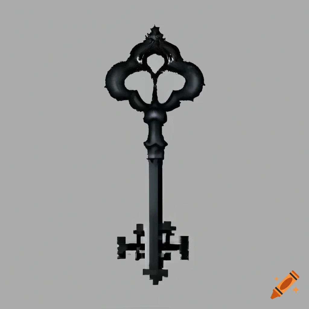 Black gothic key on a pure white background on Craiyon