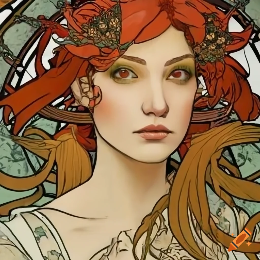 Alphonse mucha style artwork inspired by the matrix on Craiyon