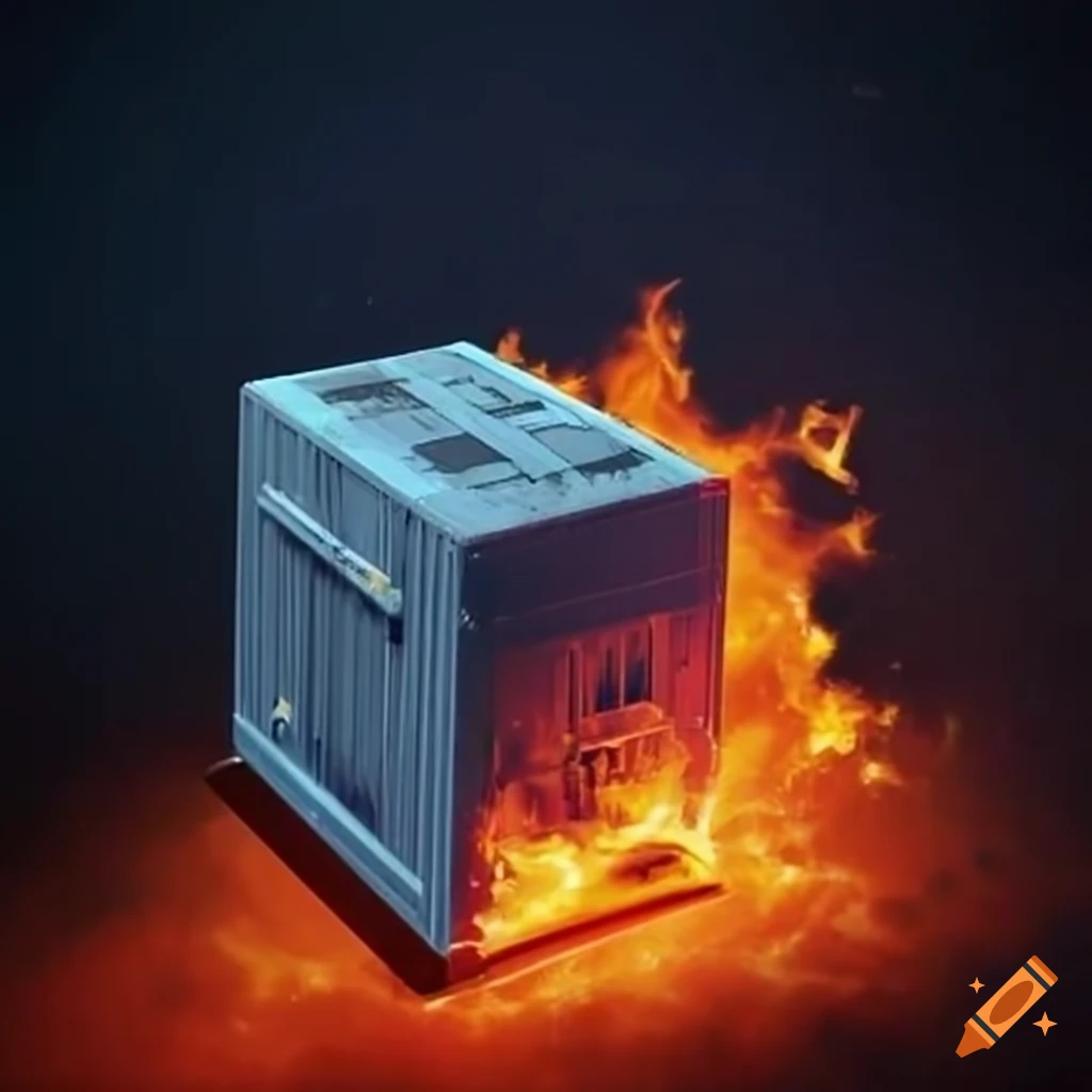 Cargo box on fire in space on Craiyon