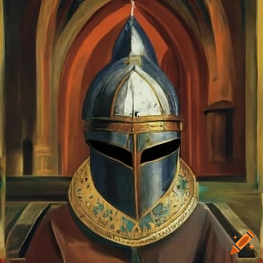 Ritter helmet in a baroque cathedral painting by max ernst on Craiyon