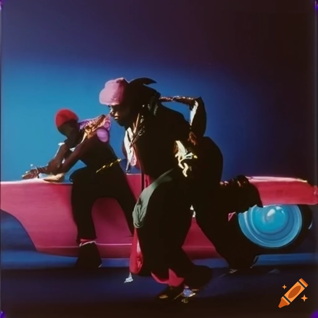 1980s hip hop retro futuristic album cover on Craiyon