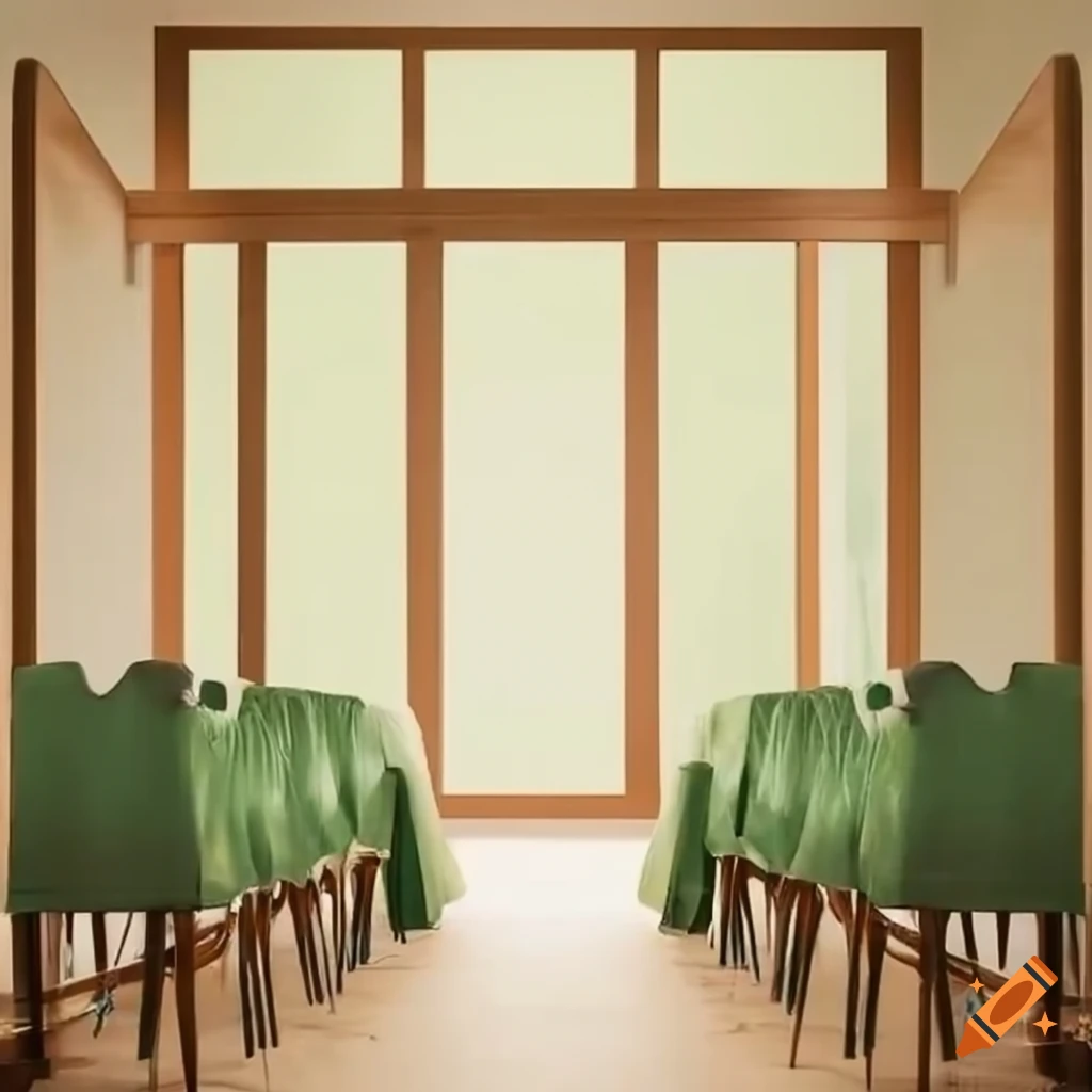 Elegant reception room with earthy green color palette on Craiyon