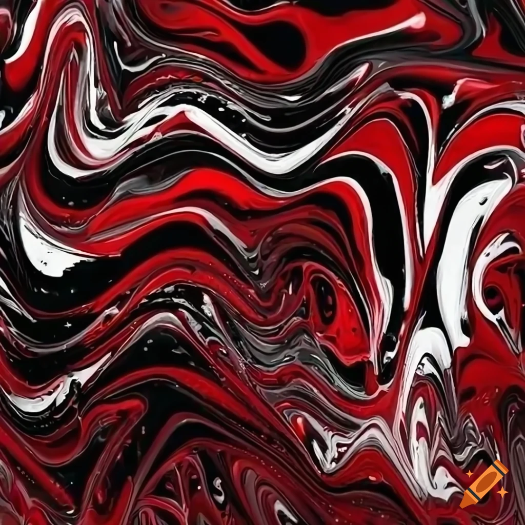 Marbling art with black, white, and red colors in 1920x1080 dpi on Craiyon