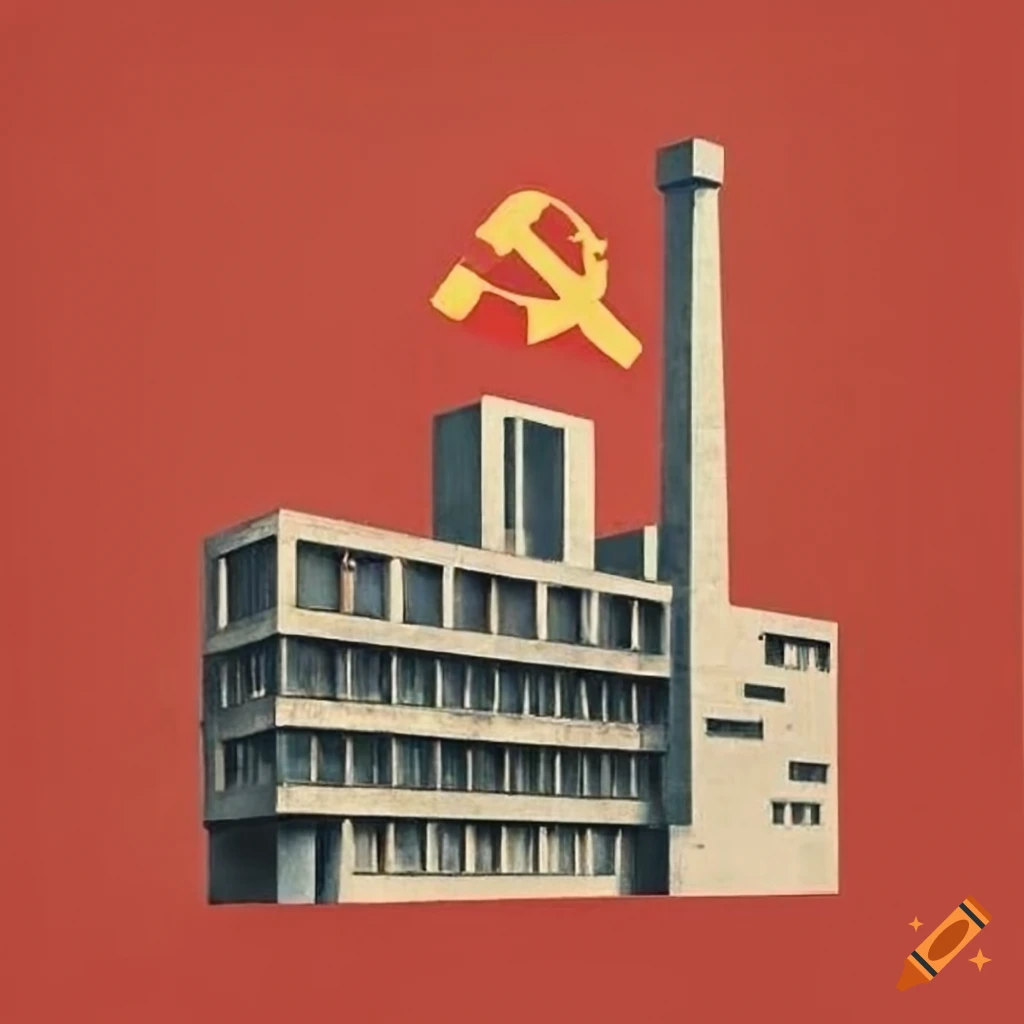 Communist socialist propaganda poster featuring soviet brutalist ...