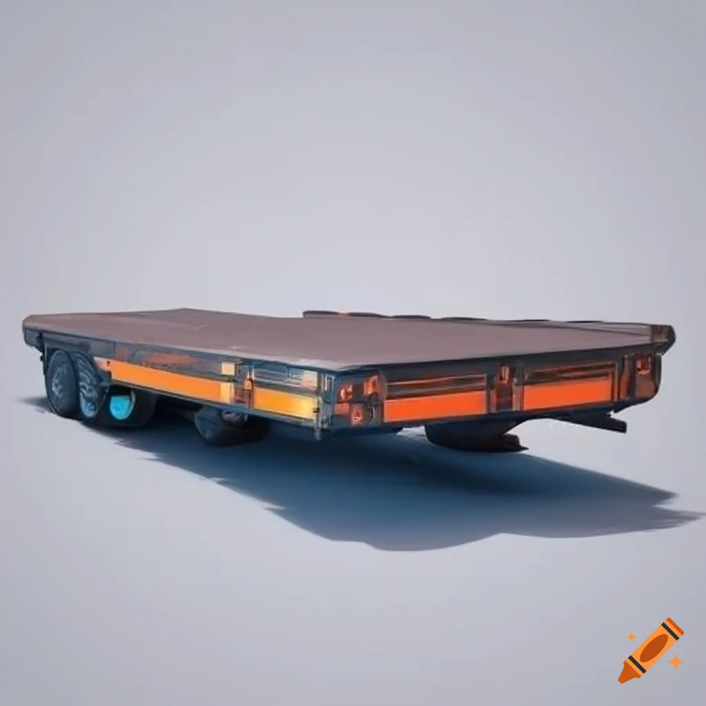 Empty futuristic design flatbed trailer with two axles on Craiyon