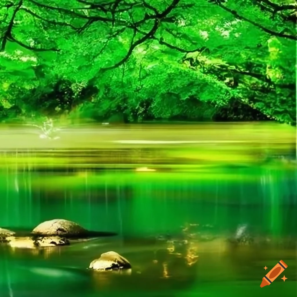 Gold-plated spring weather green scenery on Craiyon