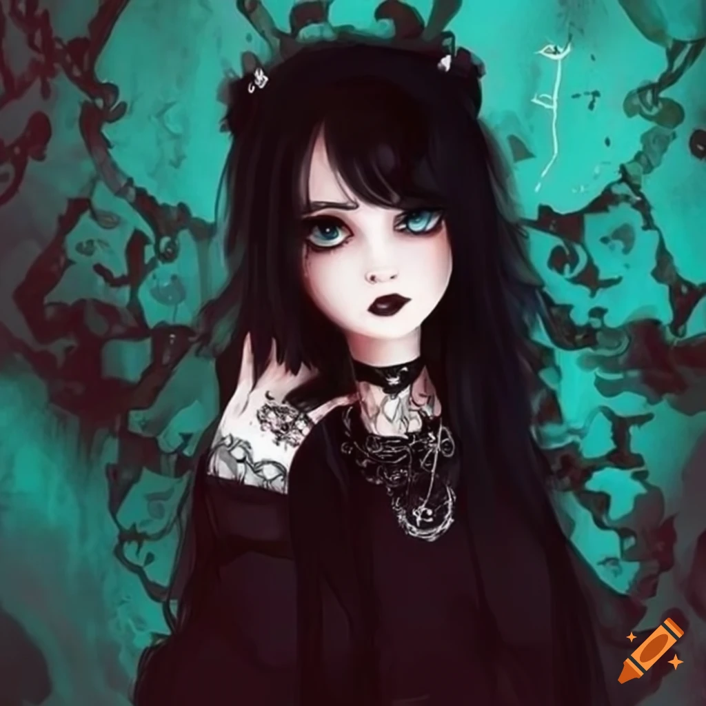 Gothic cute girl on Craiyon