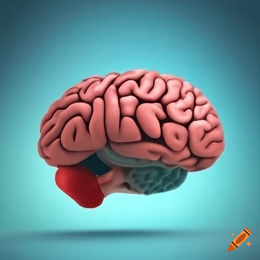 Animated brain with labeled sections on Craiyon