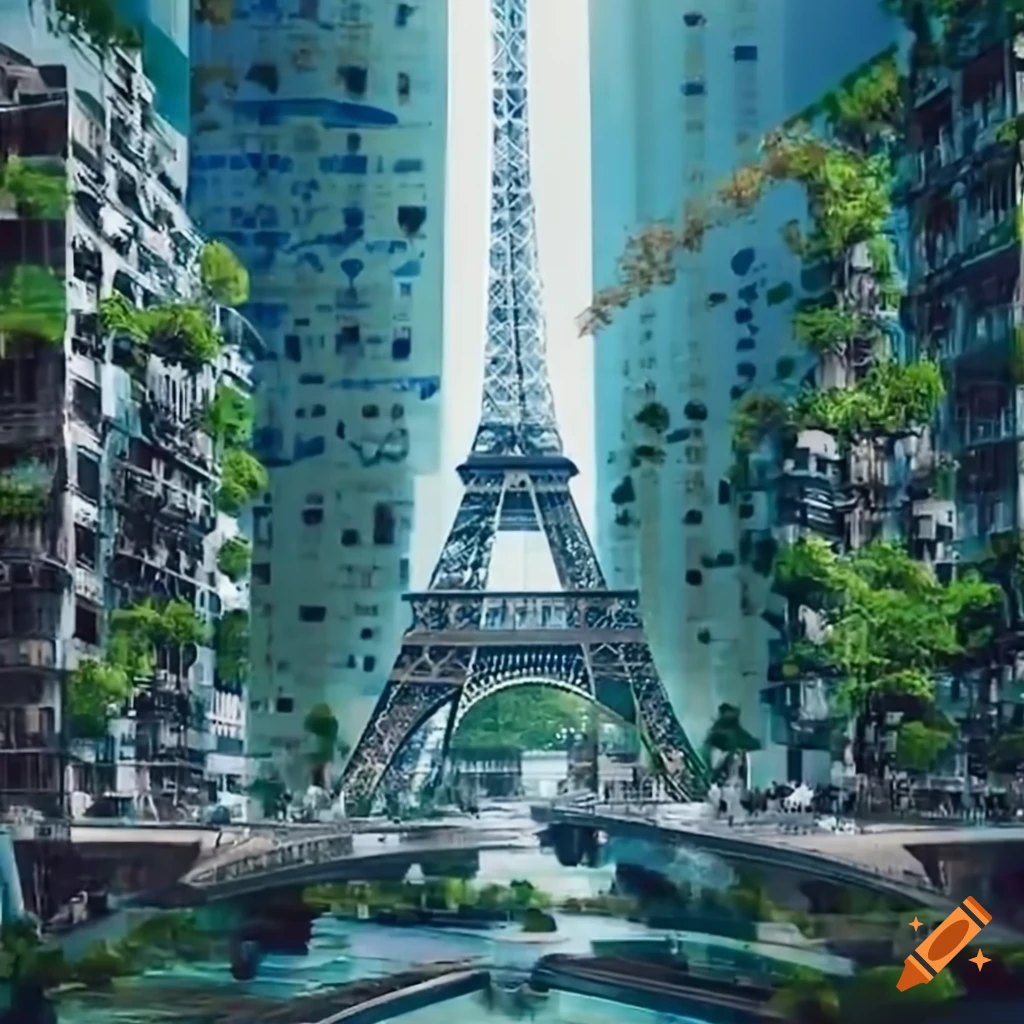 Futuristic ecological city with high-tech and green elements in paris ...