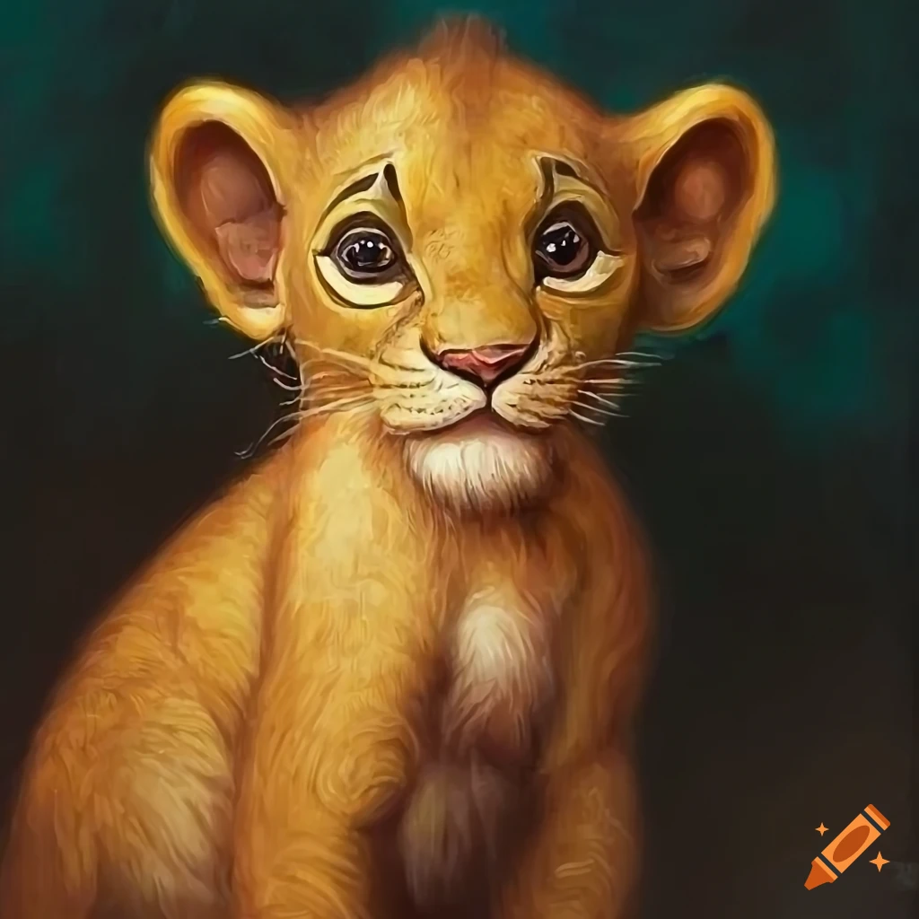 Cub Simba from Lion King in a modern surrealism style by Jacek Yerka on ...