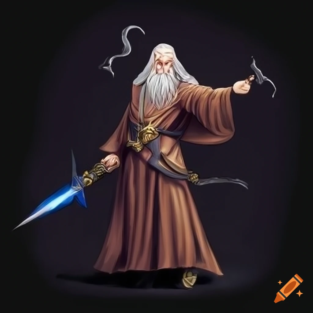 Wizard holding a sword on Craiyon