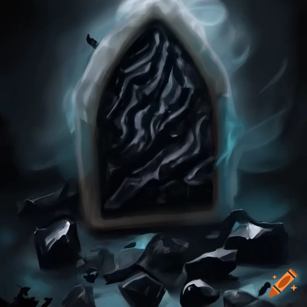 Smoking obsidian tablet in a dnd style on Craiyon