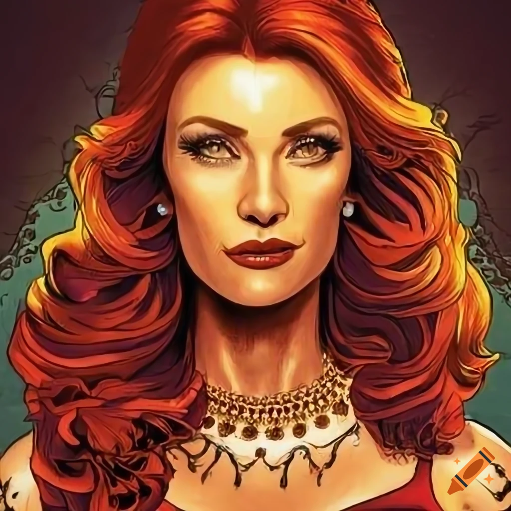 Jane Seymour as Jean Grey in Leif Jones' distinctive inked style on Craiyon