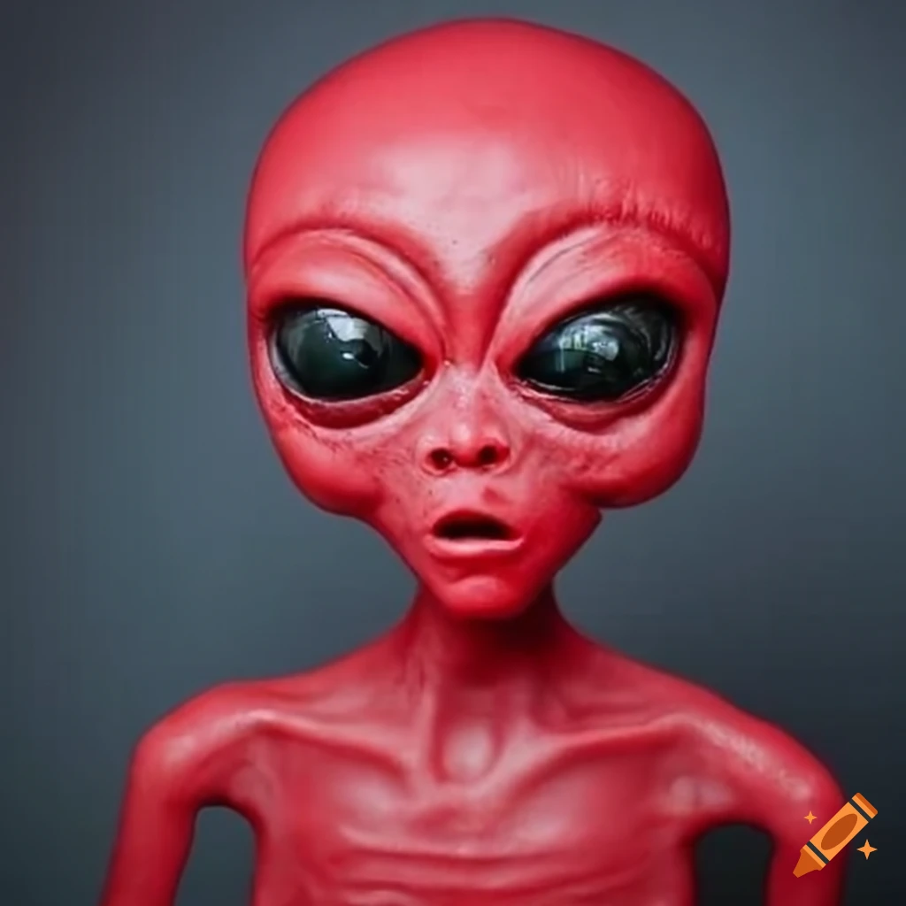 Red funny alien character on Craiyon