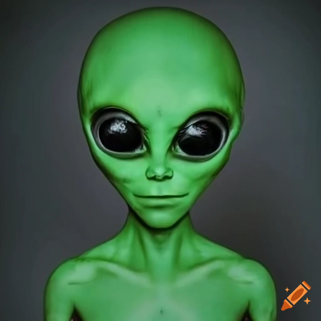 Funny green alien on Craiyon