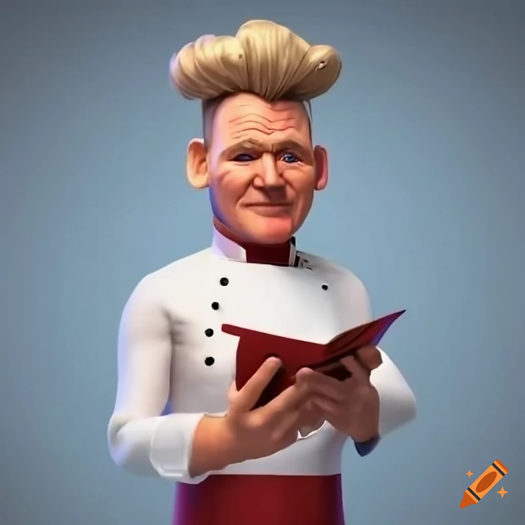 Gordon ramsay as a chef reading a fortnite restaurant menu in 3d ...