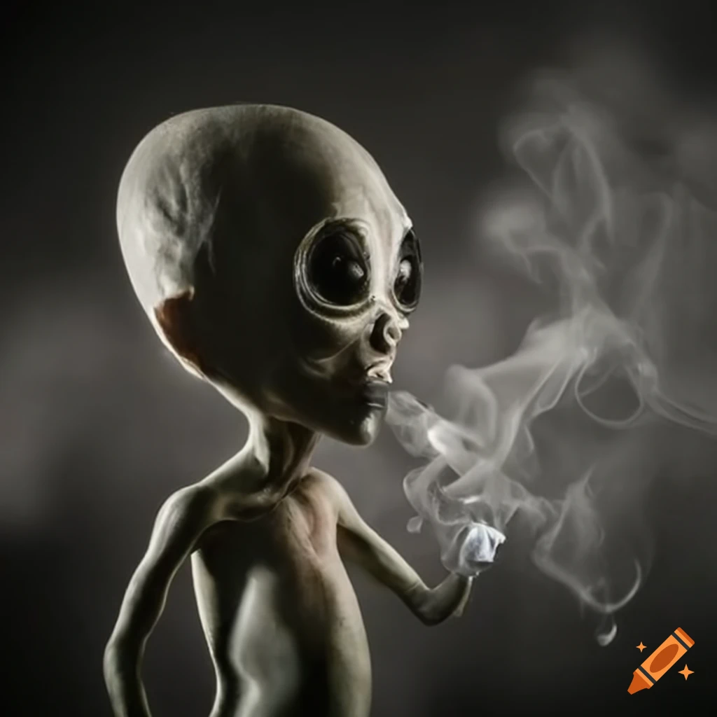 Funny alien smoking a blunt on Craiyon