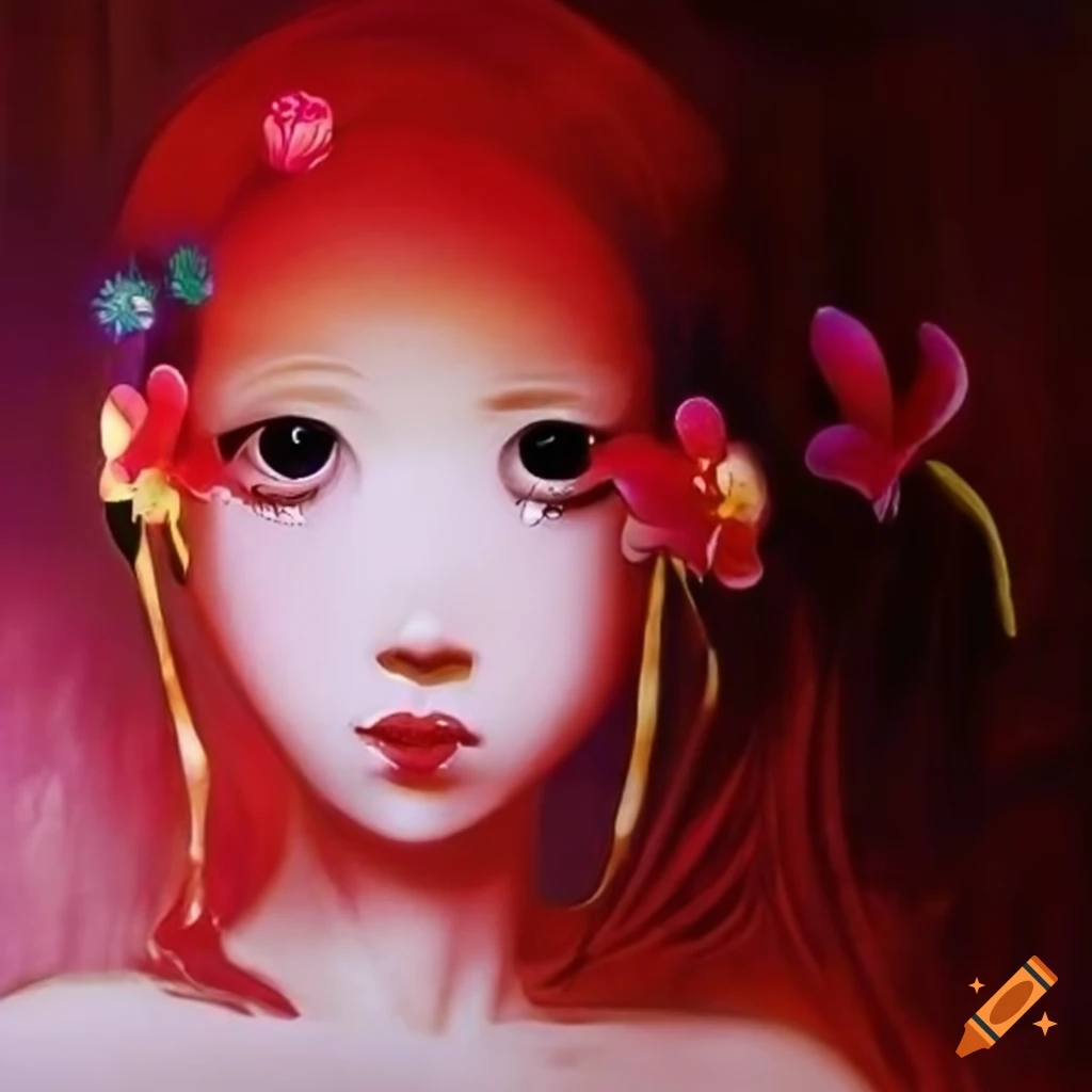 Chiho aoshima's contemporary art piece featuring a girl with orchids in ...