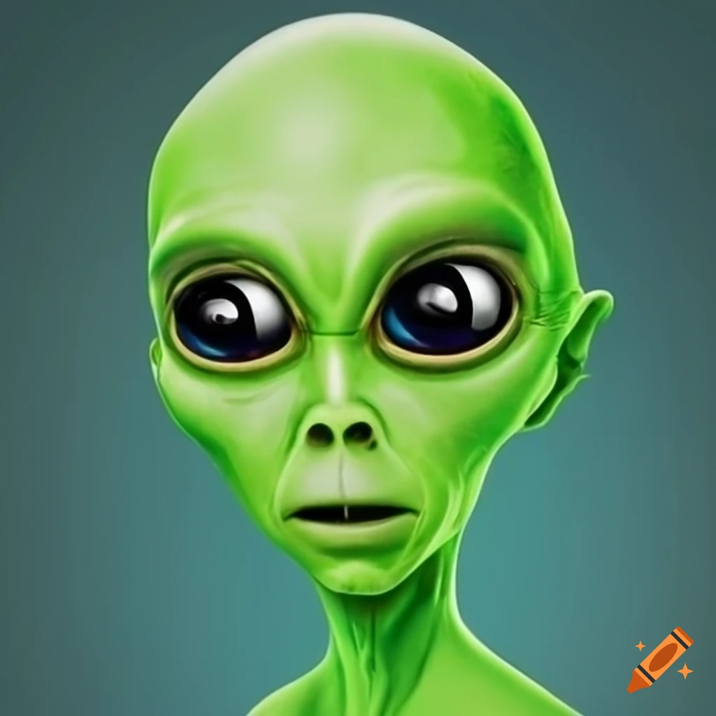 Funny green alien character on Craiyon