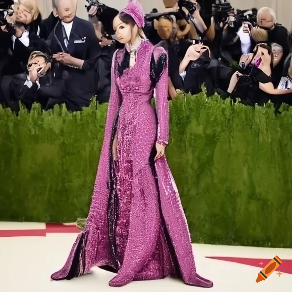 Twice Mina in a Graphic Typography full body outfit for Met Gala theme ...