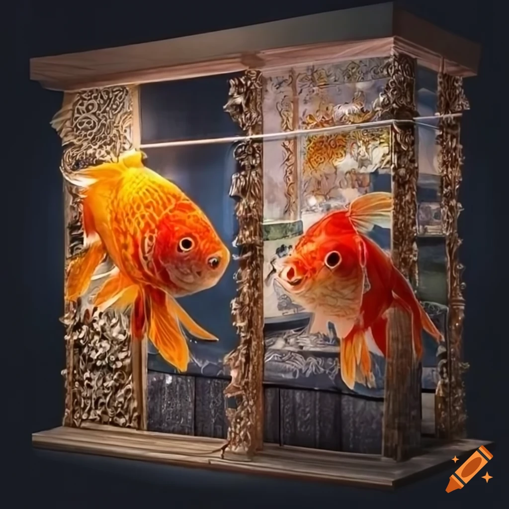 Booth displaying traditional batik art and large goldfish with bidasari ...