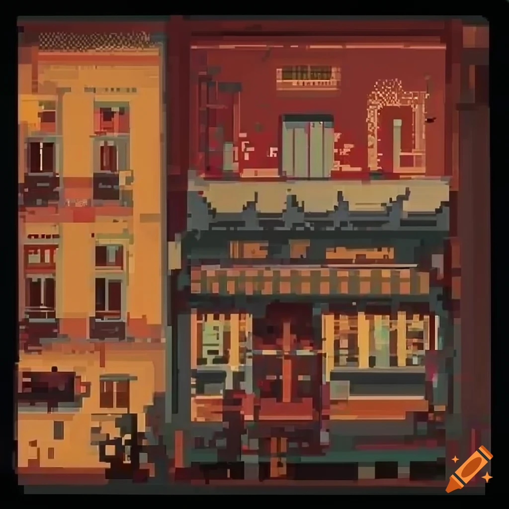 Pixel art with dithering and vintage postcard style, year 1924 on Craiyon