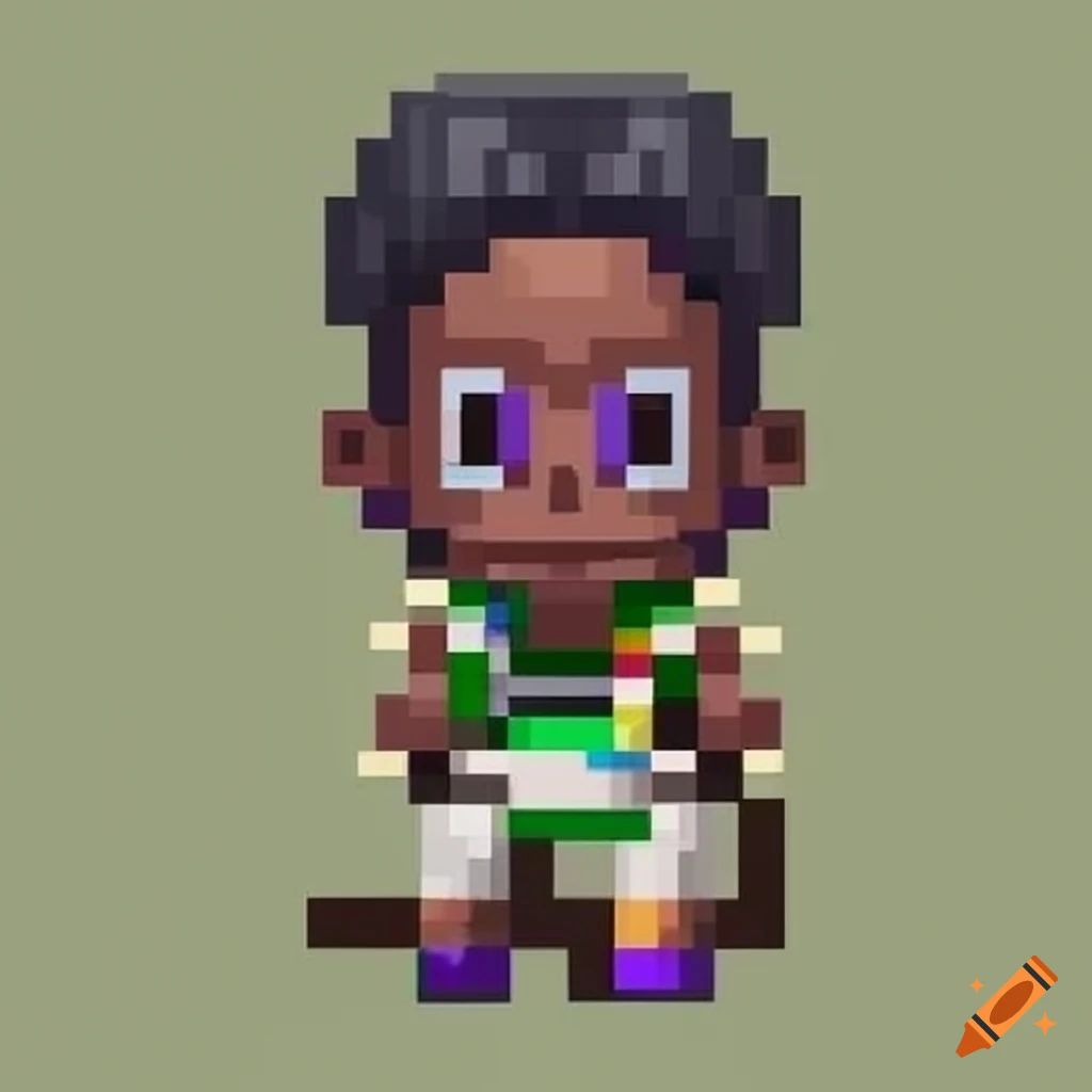 African american pixelated sprite character on Craiyon
