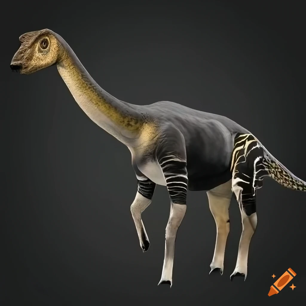 Detailed hadrosaurus dinosaur with okapi color pattern in full body ...