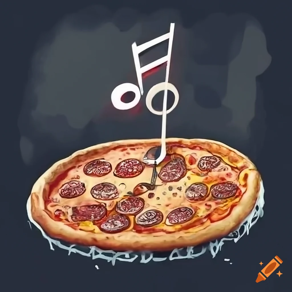 Musical notes on pizza on Craiyon