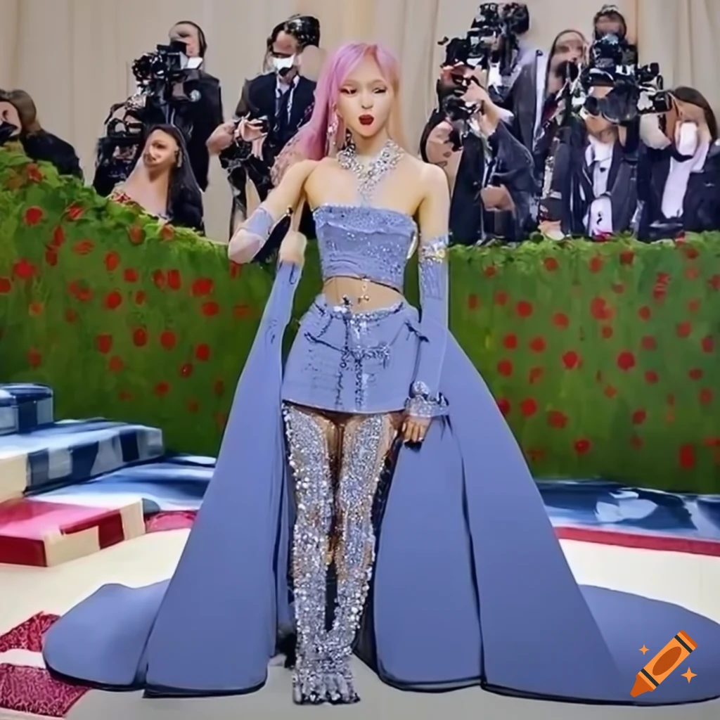Rosé from blackpink in a stylish full-body outfit at the 2022 met gala ...
