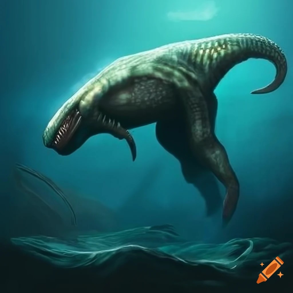 Tidal tempest in a prehistoric setting on Craiyon