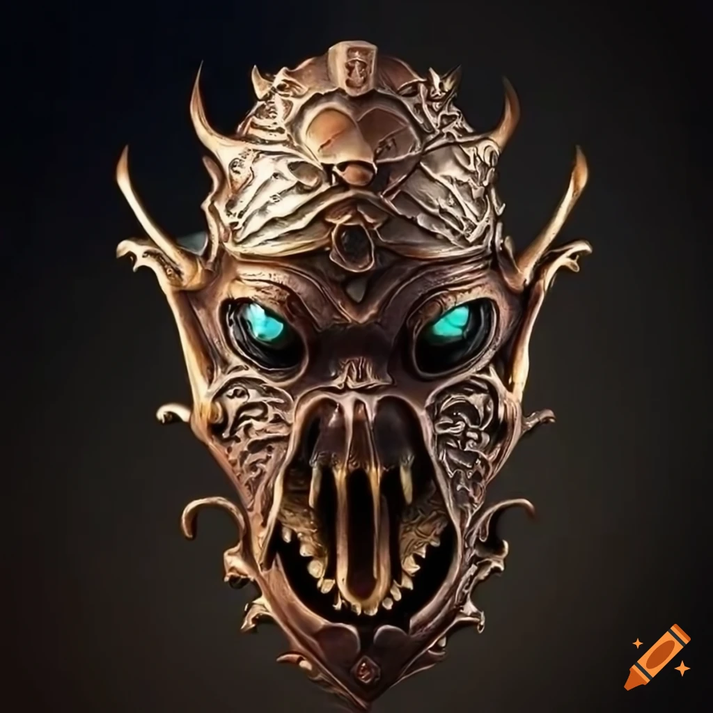 Intricately detailed bronze fantasy bracers inspired by deep sea creatures on Craiyon