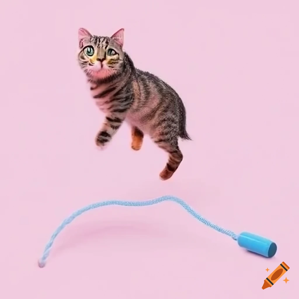 Mini cat jumping rope on Craiyon