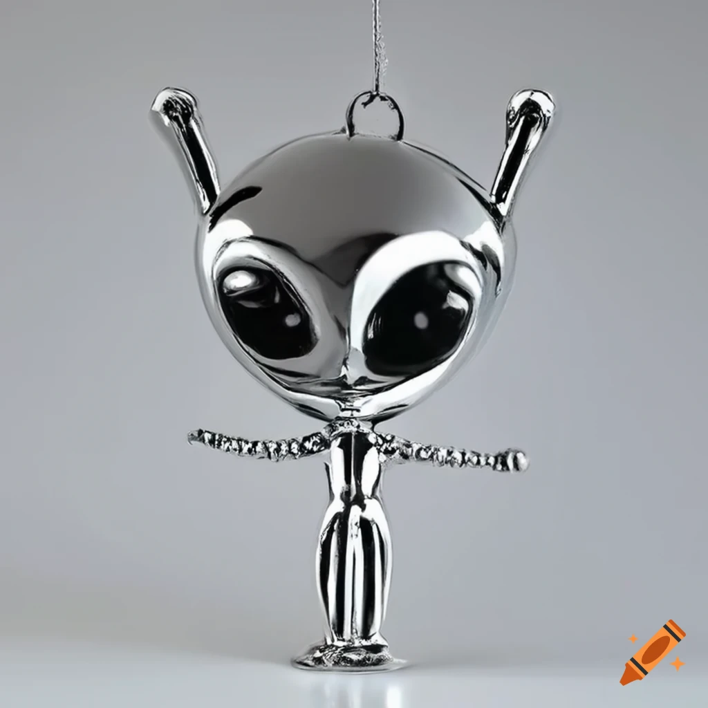 Side chrome cute alien head ornament on Craiyon
