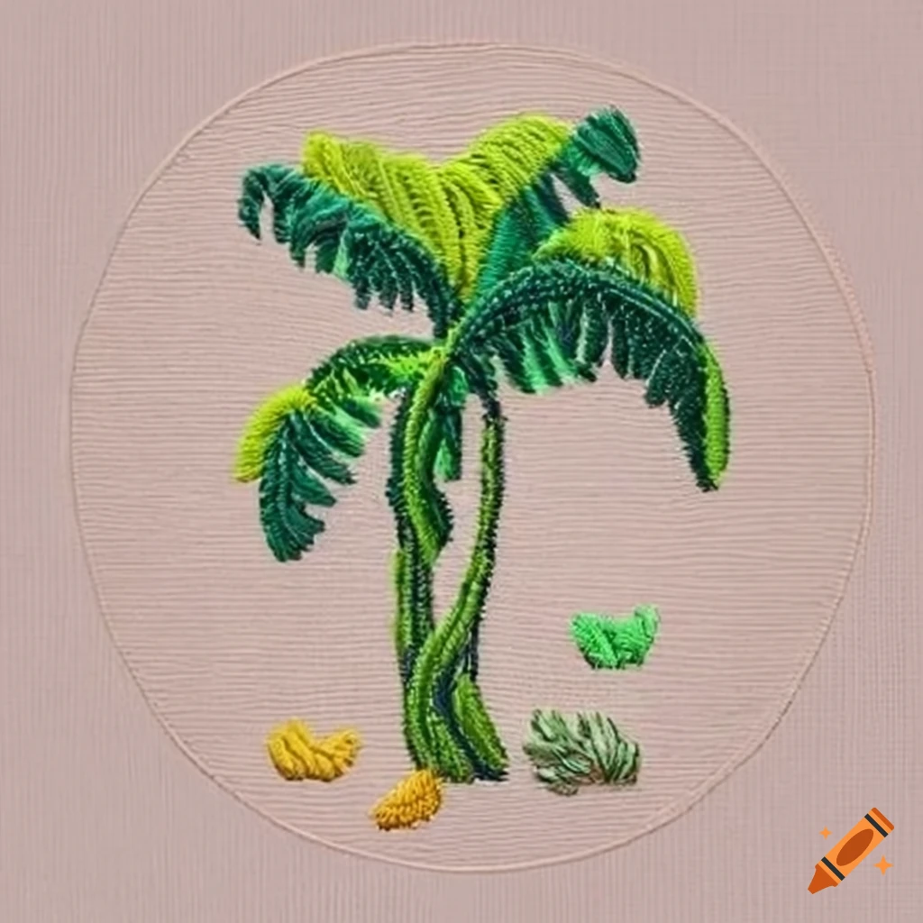 Embroidery motif of a banana tree on Craiyon