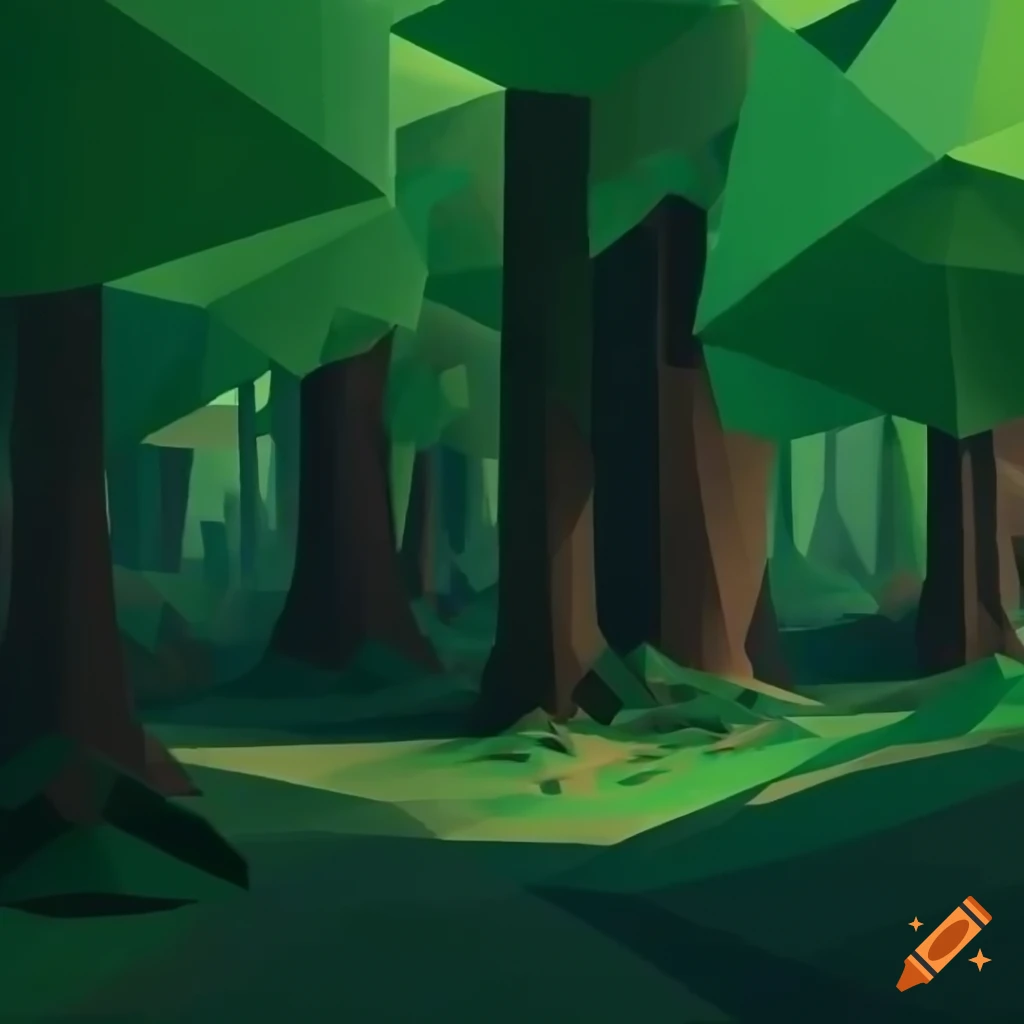 Low poly style forest scenery on Craiyon
