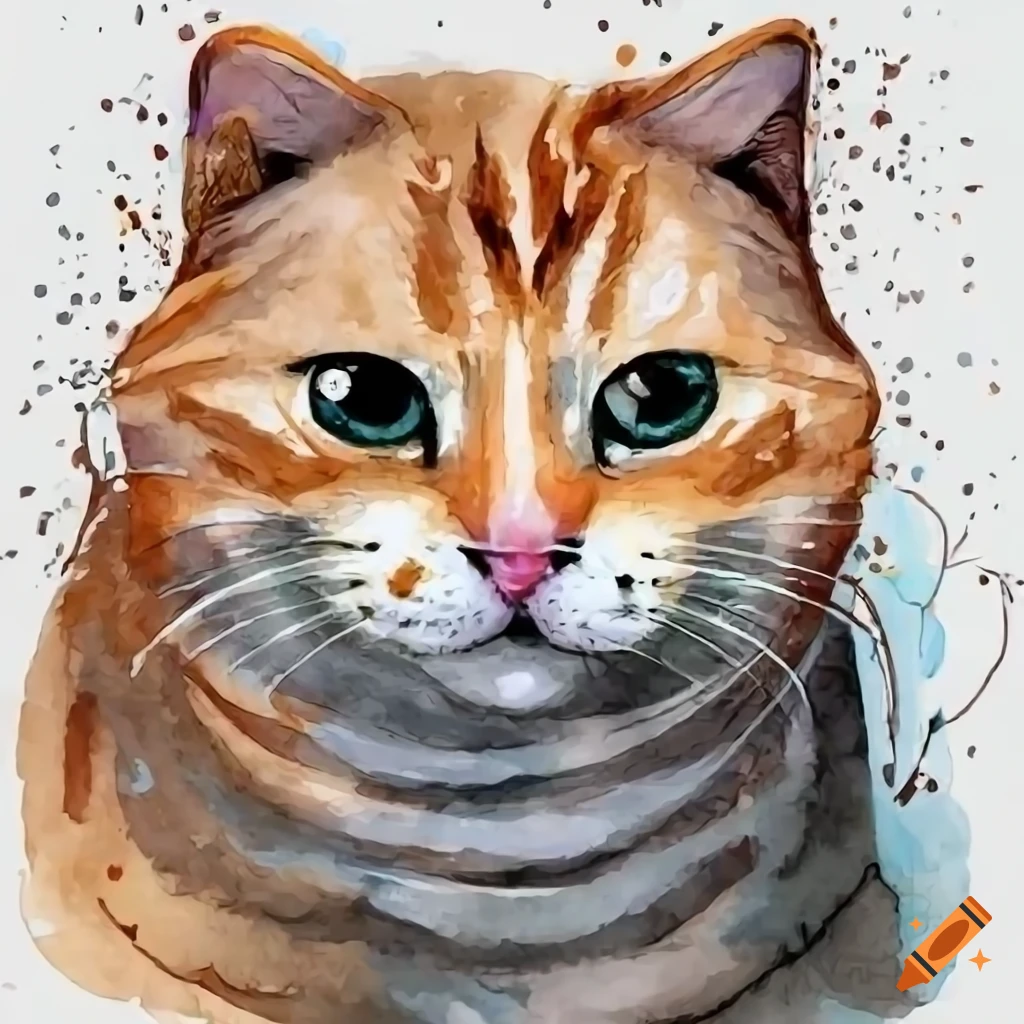 Cartoon black and white ginger cat in coloring book style on Craiyon